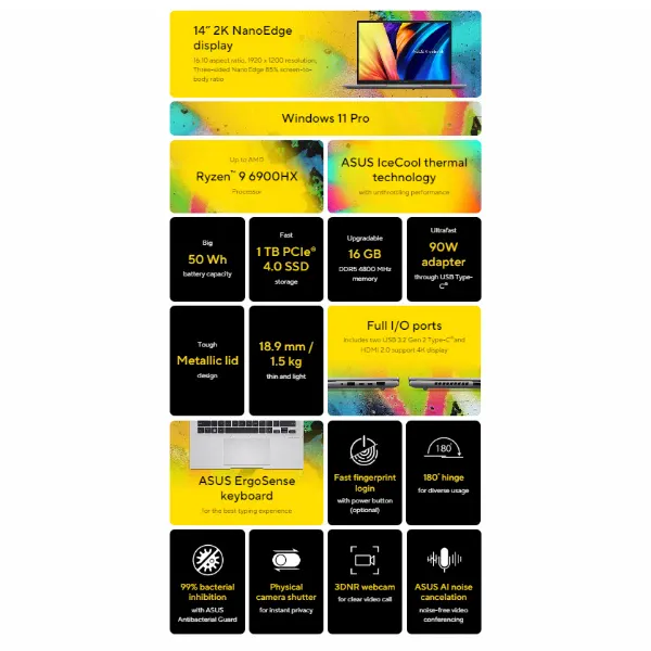 لپ تاپ ایسوس Asus Vivobook S 14 (M3402 Ryzen 6000) | هانسل